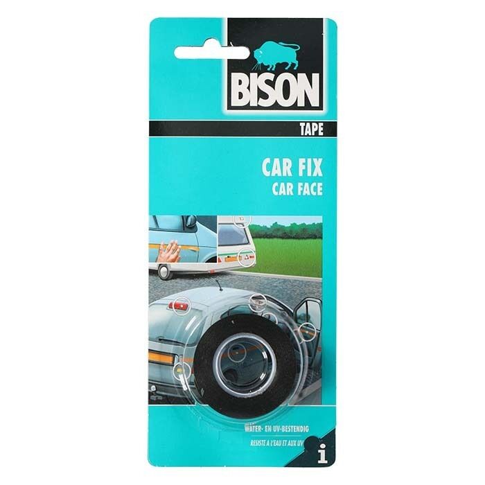 BISON, Dobbeltklæbende tape, 1,5m x 19mm, sort,